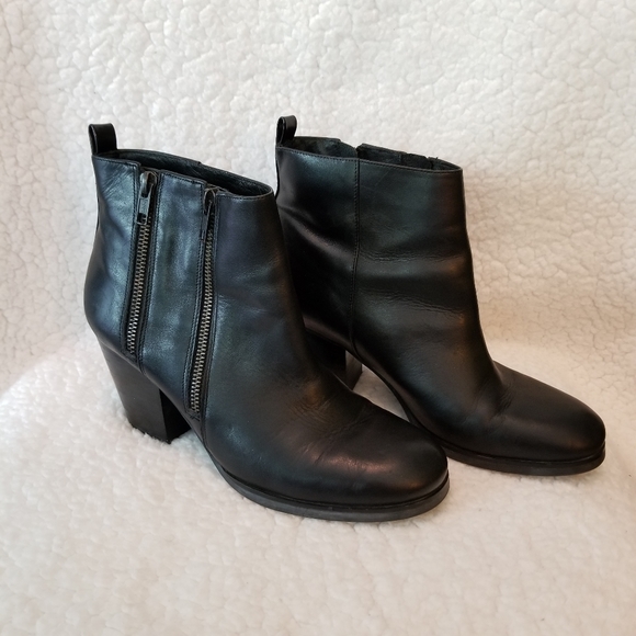 Aldo | Shoes | Aldo Black Leather Double Zipper Boots | Poshmark